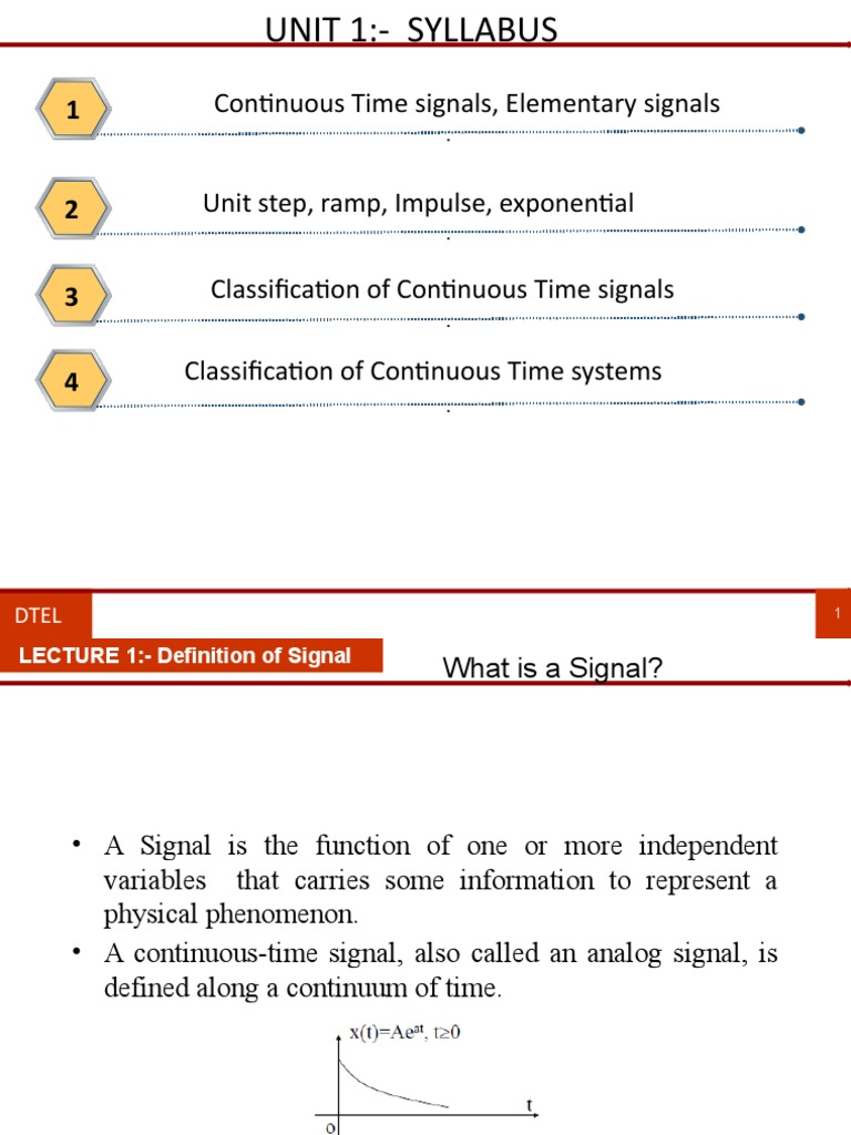 Continuous Time Signals, Elementary Signals | PDF | Discrete Time And ...