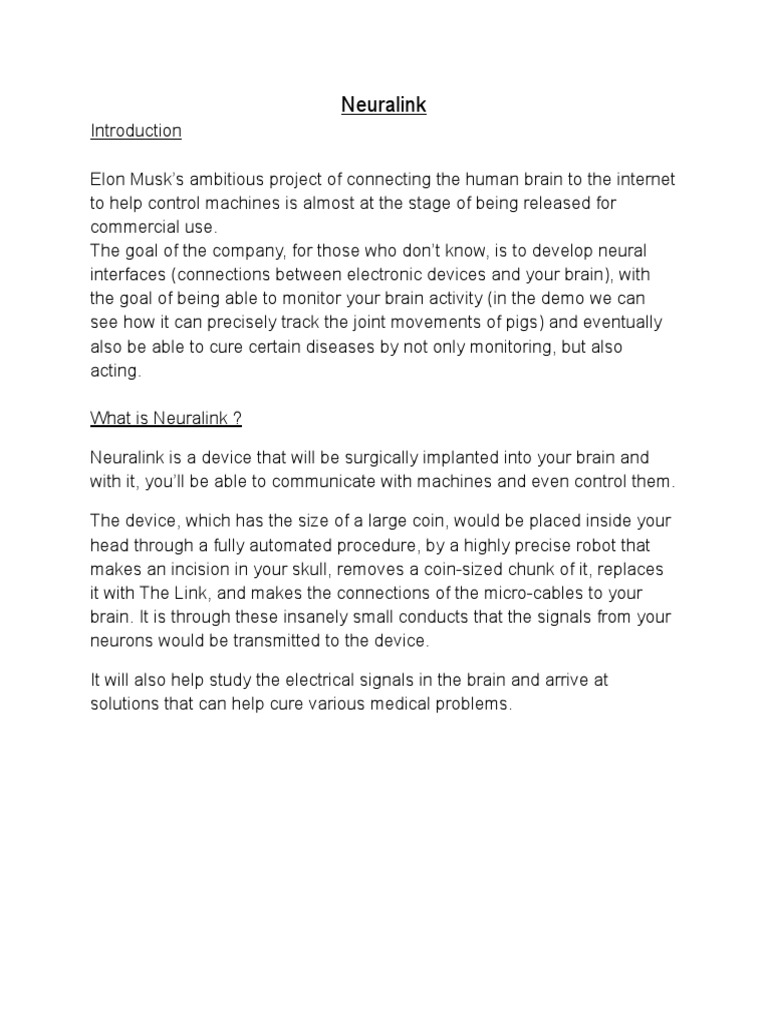 Neuralink | PDF | Brain | Neuroscience