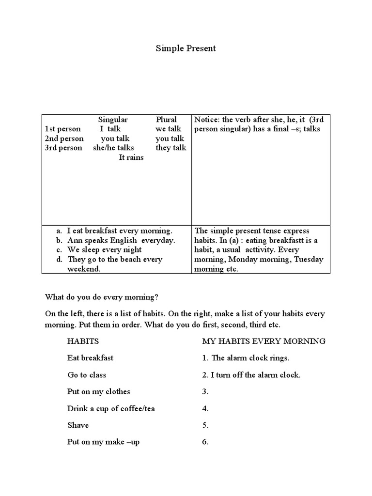 Simple Present | PDF | Syntax | Linguistic Morphology