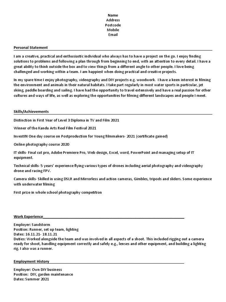 CV Template 2021 | PDF
