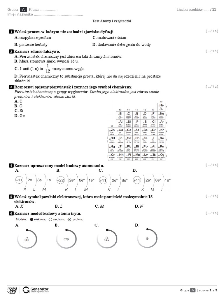 Atomy I Cząsteczki-Klasa 7 | PDF