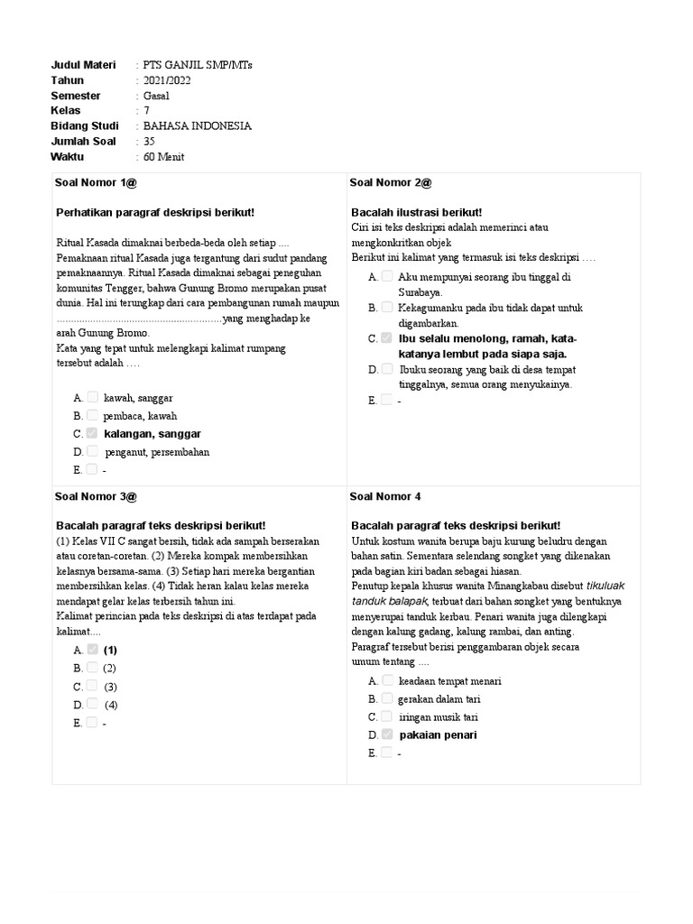 Soal Bindo 7281 | PDF