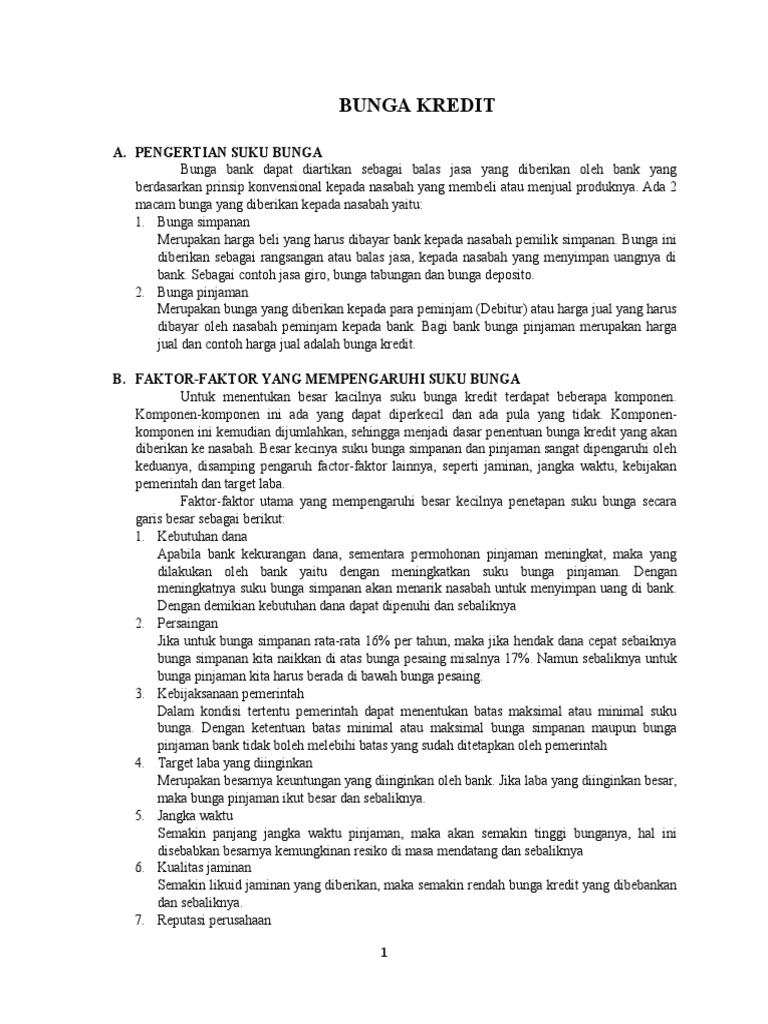 Bab Bunga Kredit | PDF