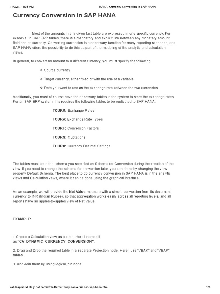SAP HANA Currency Conversion Guide | PDF | Exchange Rate | Currency