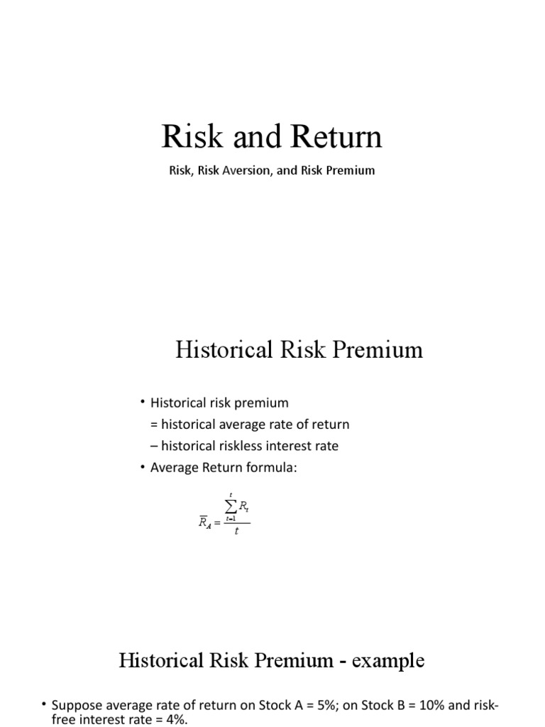 Introduction To Risk Premium and Markowitz-BB | PDF | Risk Aversion ...