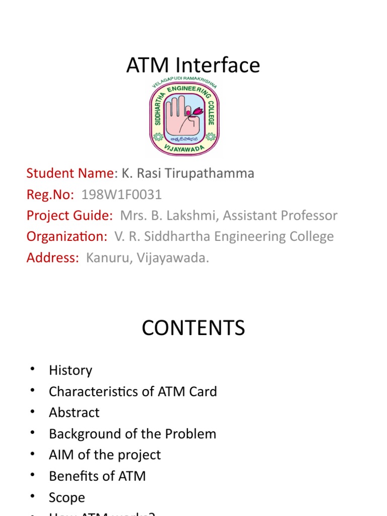ATM Interface:: K. Rasi Tirupathamma | PDF | Automated Teller Machine | Personal Identification ...