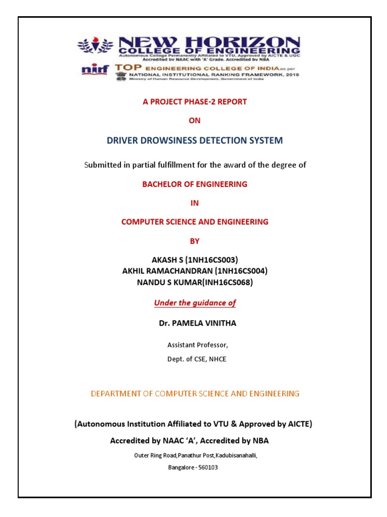 Driver Drowsiness Detection System: A Project Phase-2 Report ON | PDF ...