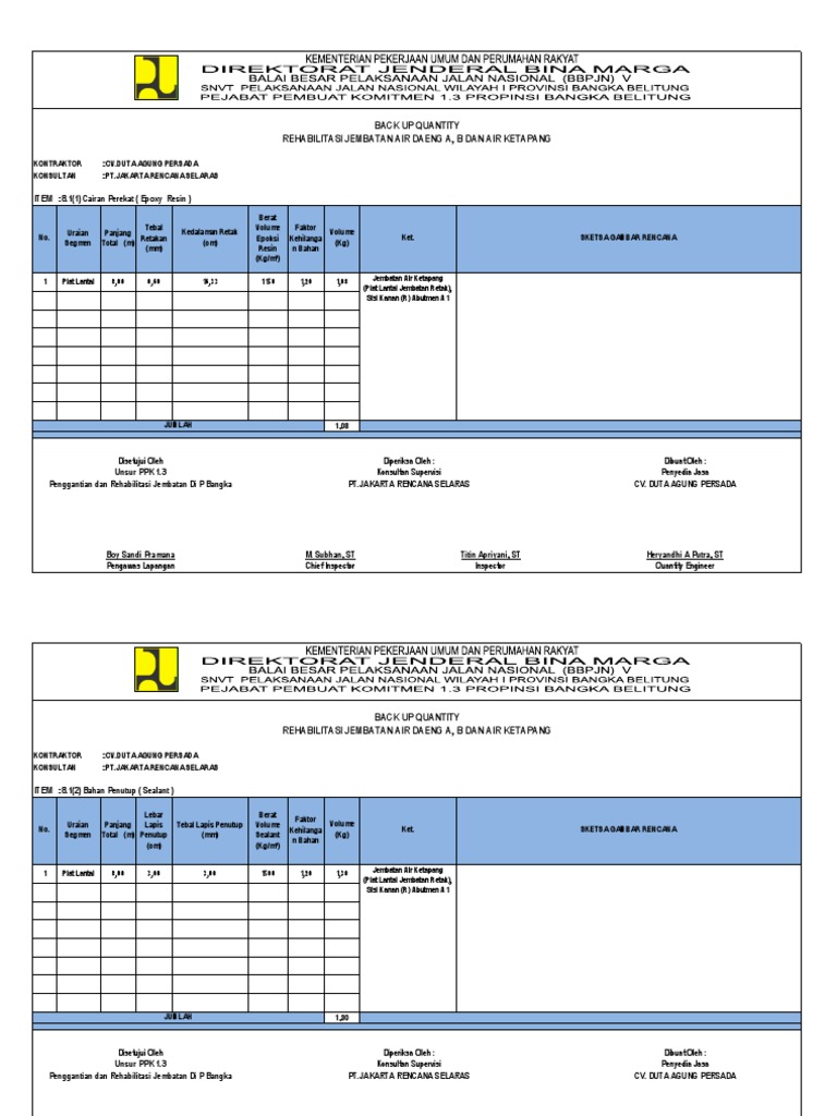 Backup Data Proyek Rehabilitasi Jembatan | PDF