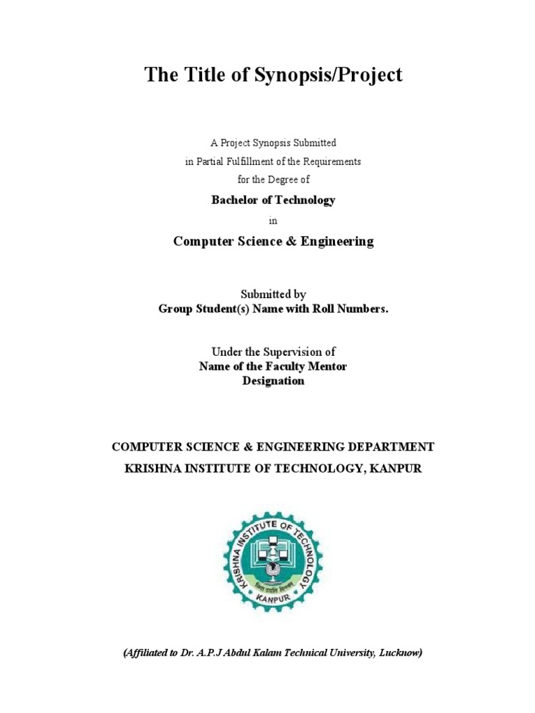 The Title of Synopsis/Project: Computer Science & Engineering | PDF ...