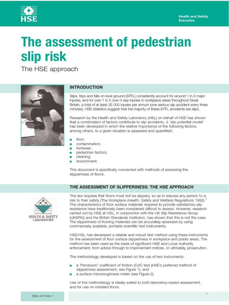 The Assessment of Pedestrian Slip Risk The HSE Approach | PDF ...