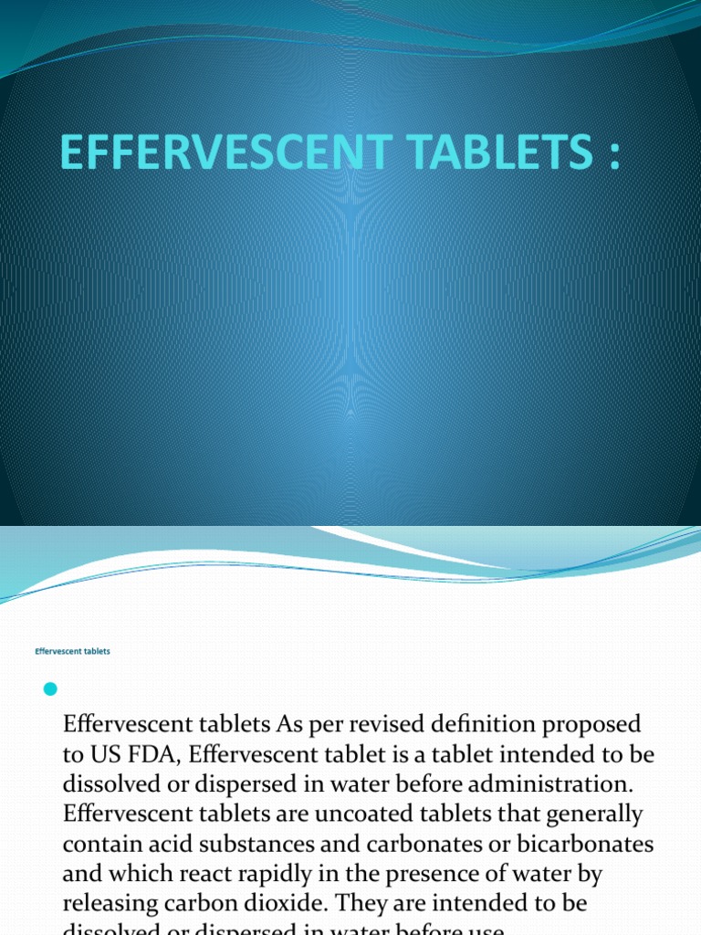 Effervescent Tablets | PDF | Tablet (Pharmacy) | Chemical Substances
