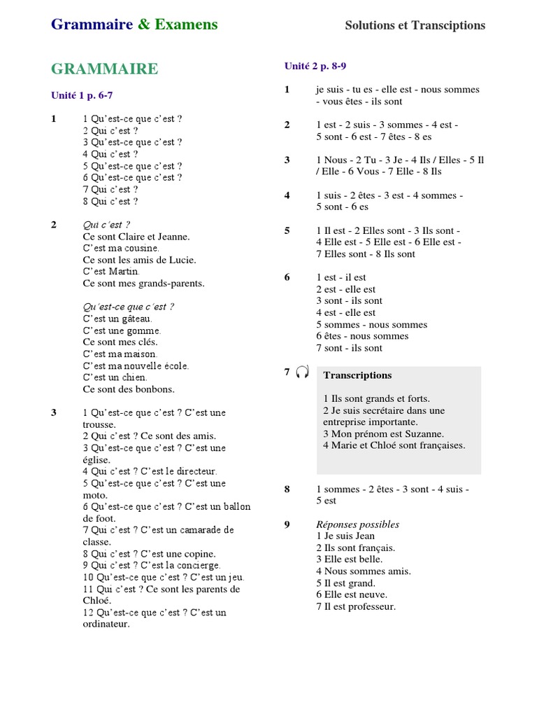 Grammaire Et Examens-Corrig 233 S | PDF