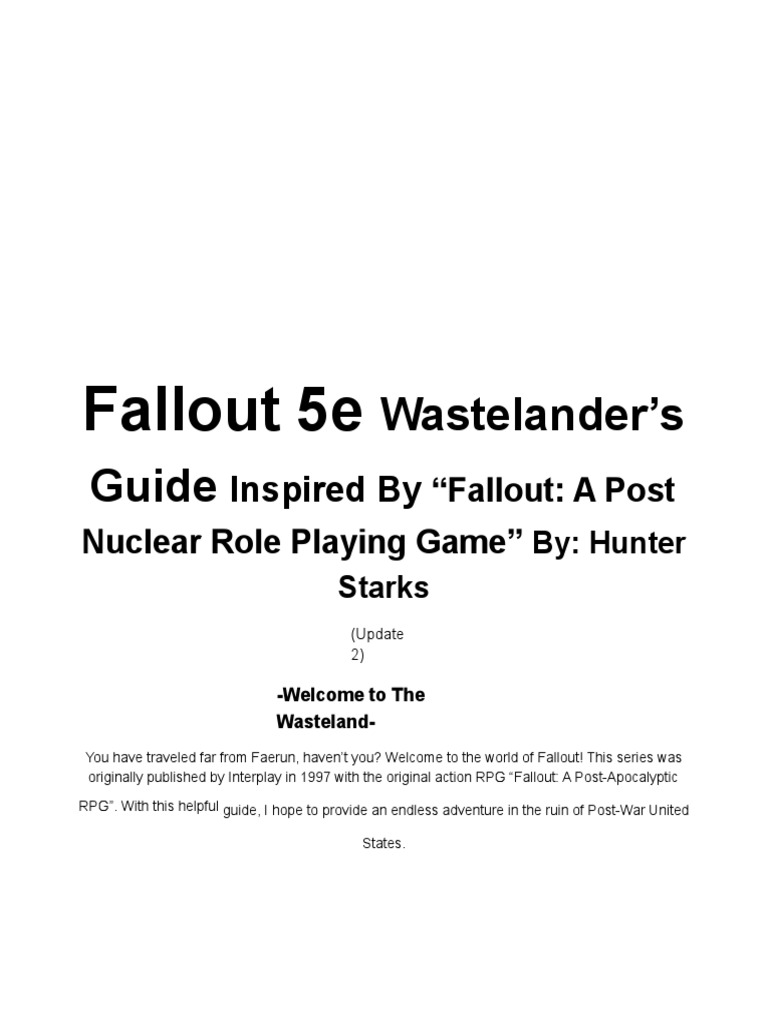 Fallout 5e: Wastelander's Guide | PDF | Armour | Firearms
