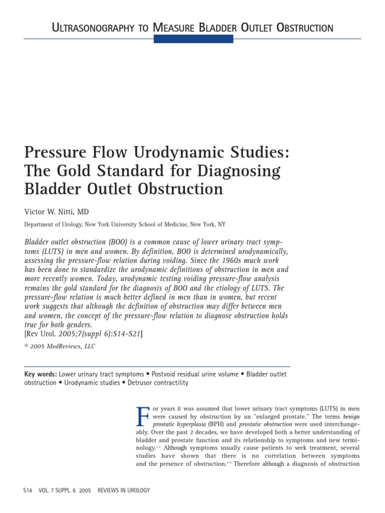 Pressure Flow Urodynamic Studies: The Gold Standard For Diagnosing ...