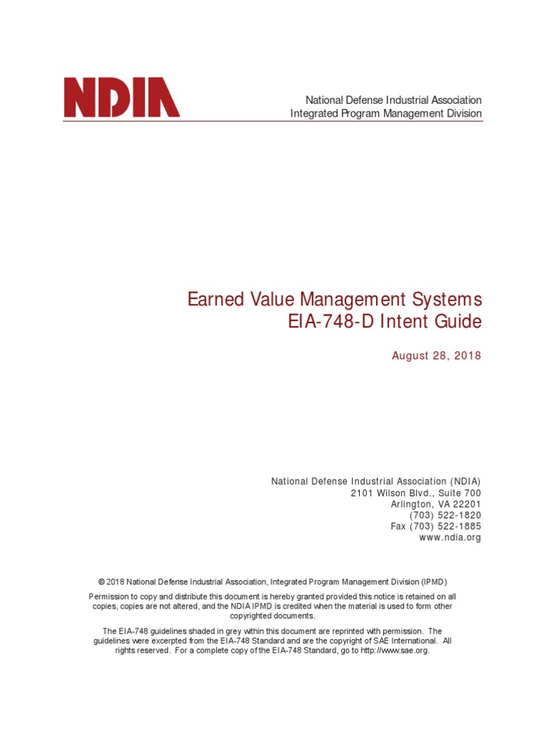 EIA-748-D EVMS Standard - Guidelines For Earned Value Management System | PDF | Enterprise ...