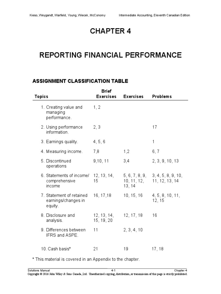Assignment Classification Table: Topics Brief Exercises Exercises Problems | PDF | Financial ...