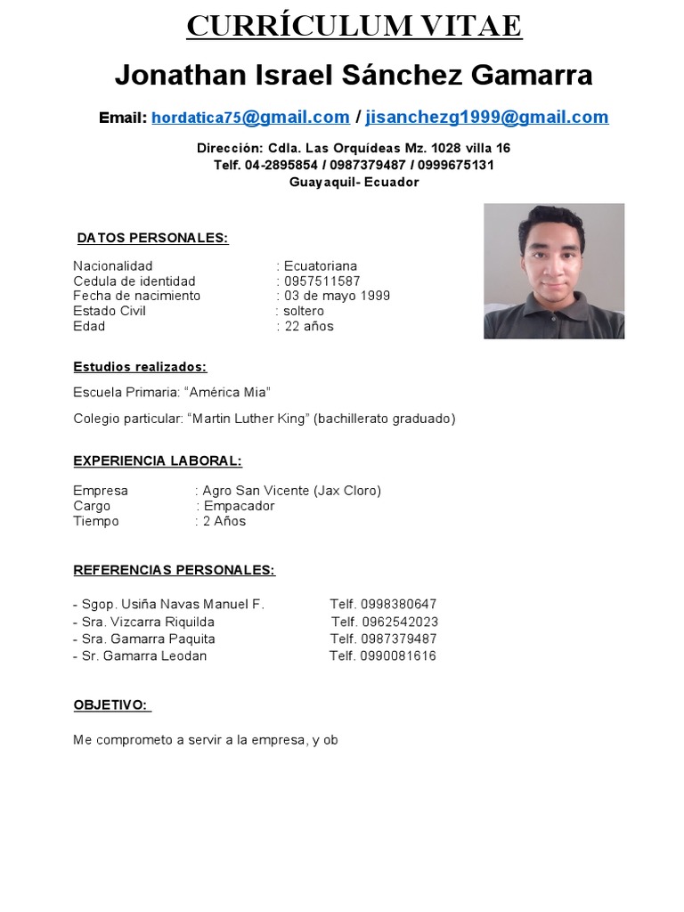 Curriculum Vitae Jonathan | PDF