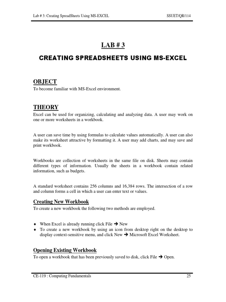 Lab 3 CE | PDF | Spreadsheet | Microsoft Excel