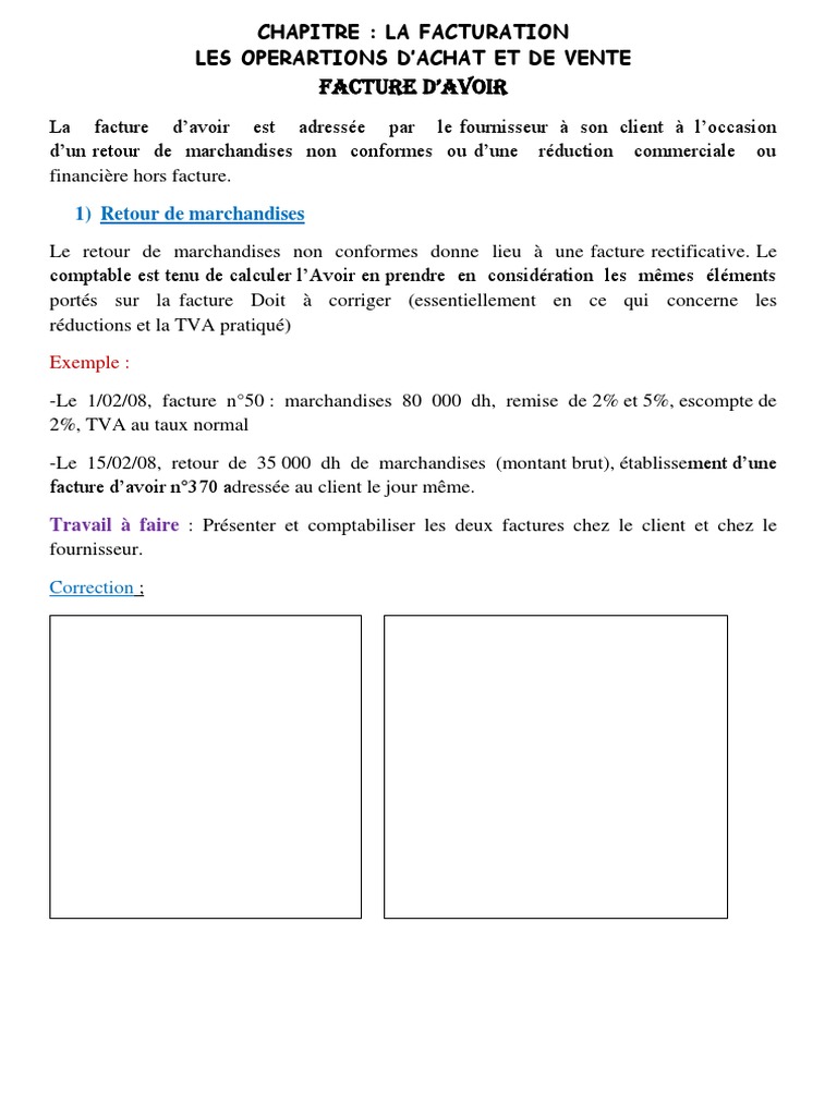 Facture Avoir | PDF | Facture | Taxe sur la valeur ajoutée