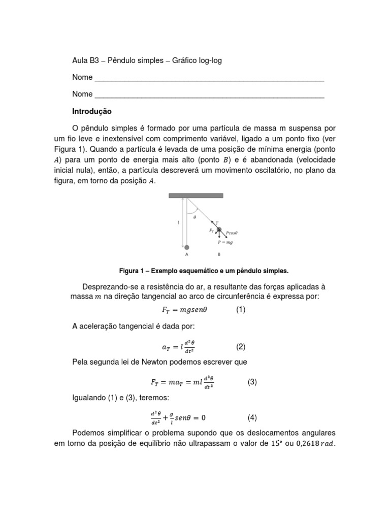 Gráfico do Pêndulo Simples em Log-log | PDF | Pêndulo | Mecânica Clássica