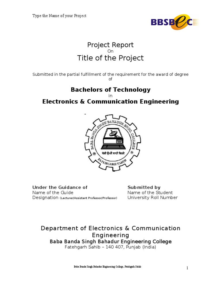 B.tech Project Report Format 2008 | PDF | Page Layout | Engineering
