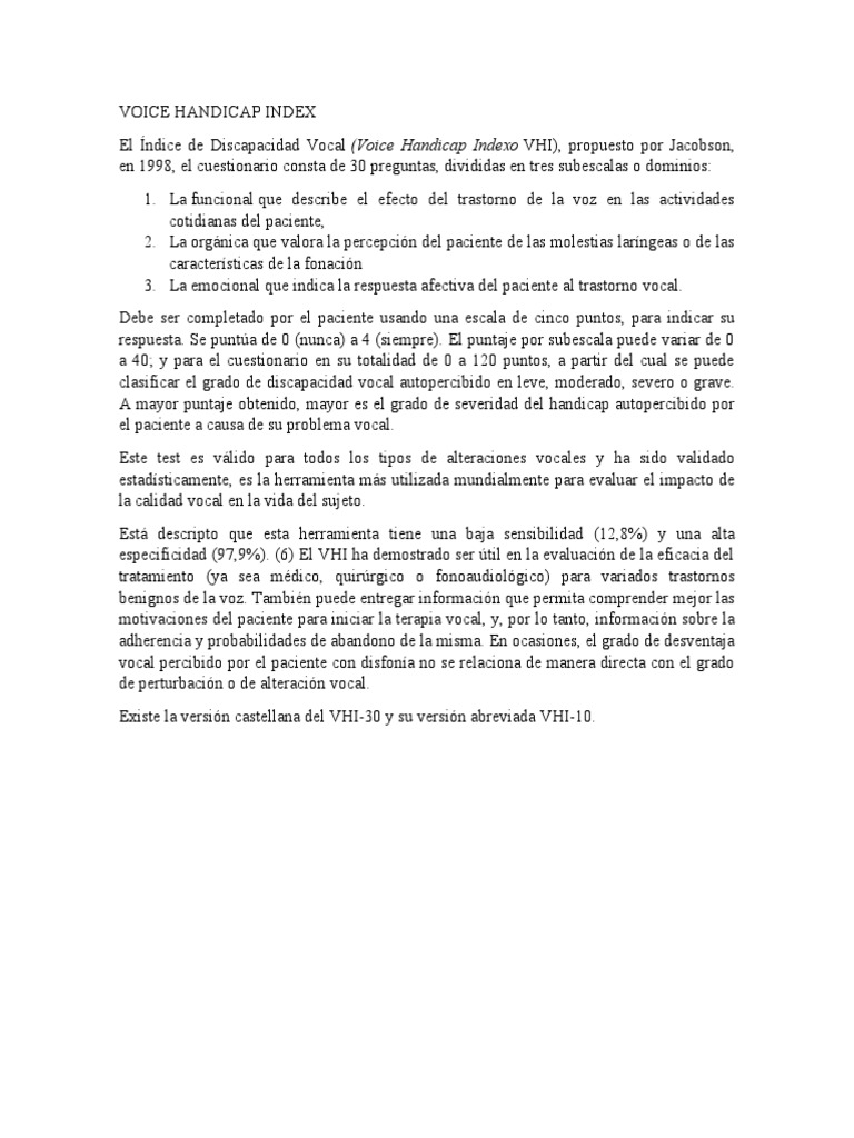 Voice Handicap Index | PDF