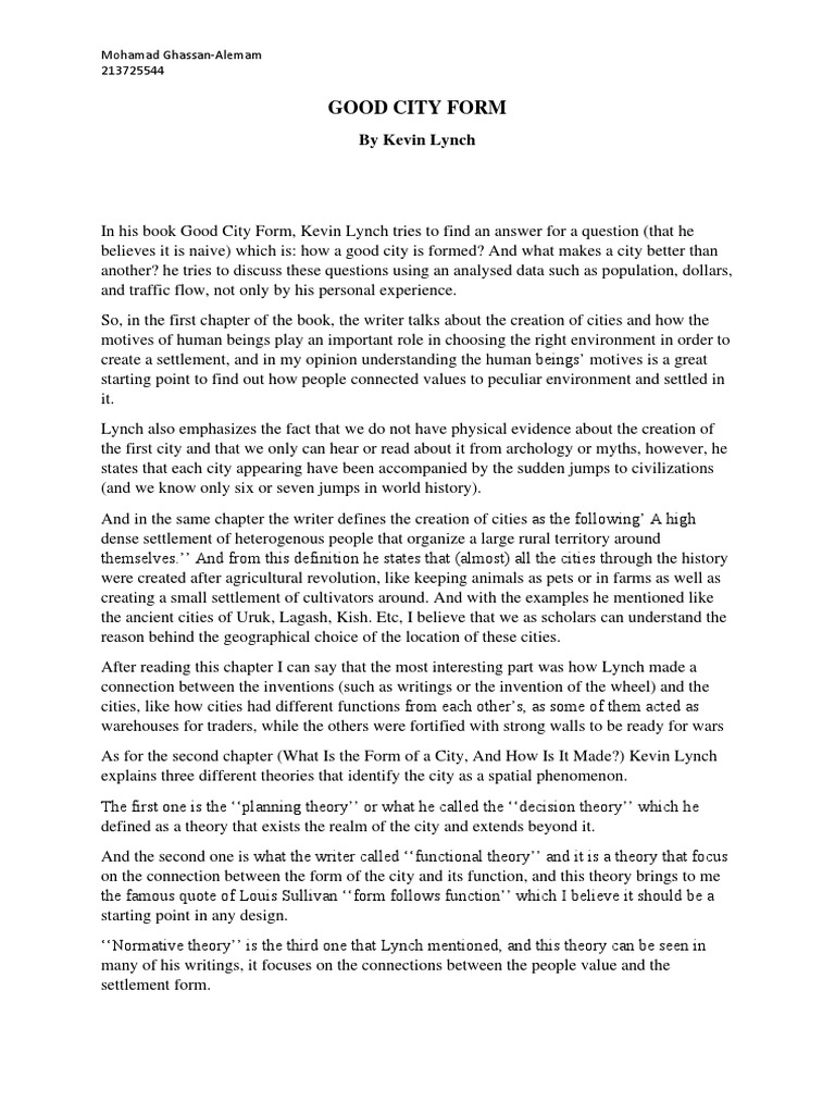 Good City Form: by Kevin Lynch | PDF | Urban Design | Writers