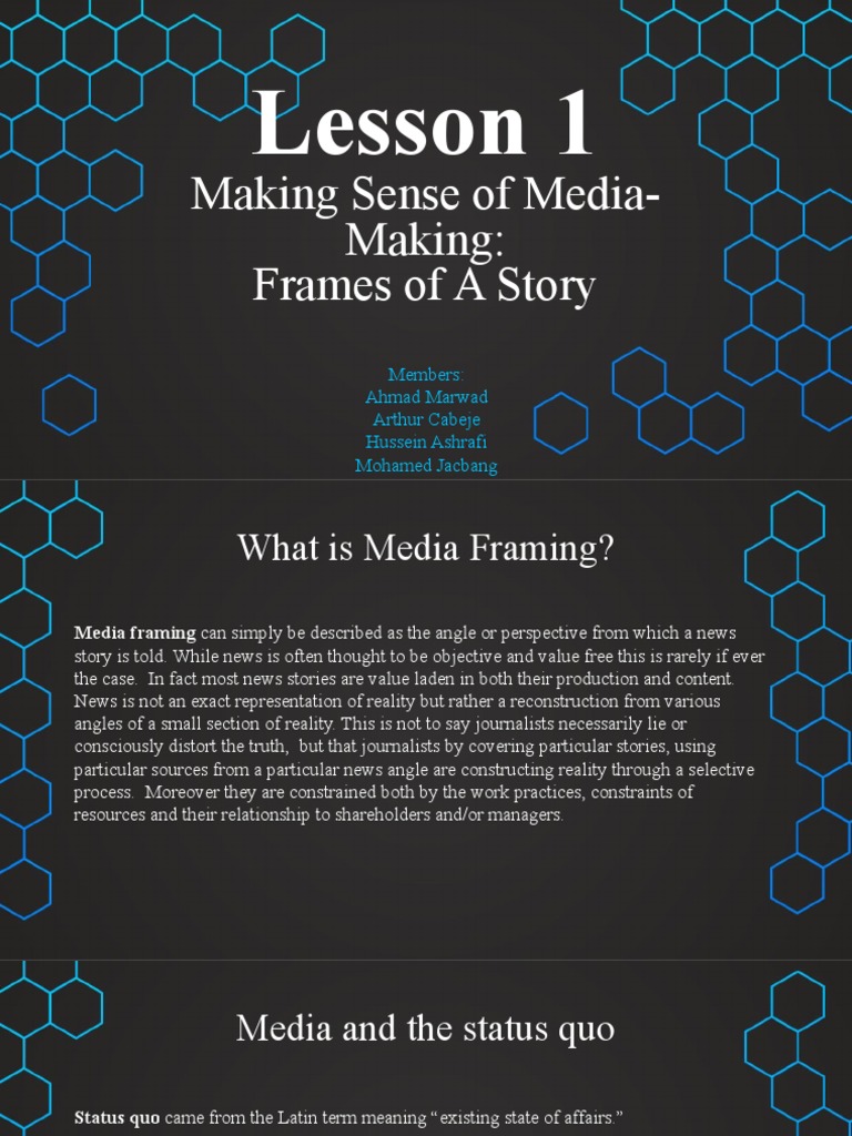 Lesson 1 - Making Sense of Media-Making - Frames of A Story | PDF ...