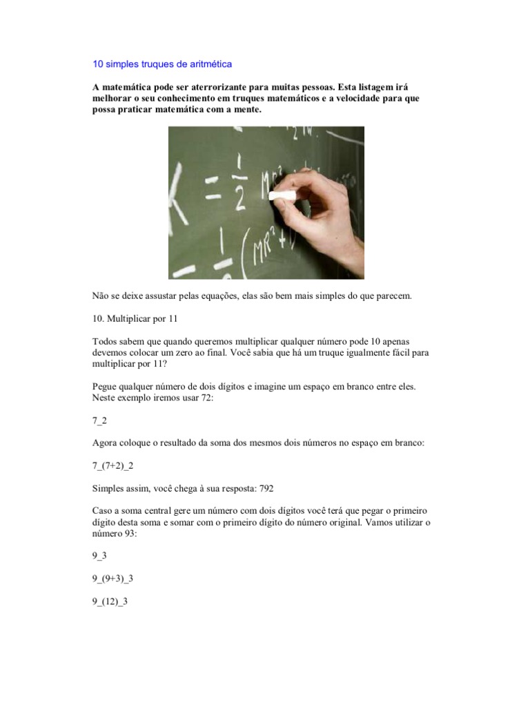 Truques Matemáticos para o 4º Ano | PDF | Números | Notação matemática