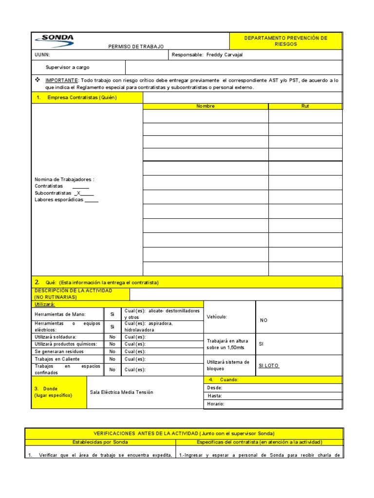 Formato de Permiso de Trabajo LOTO | PDF