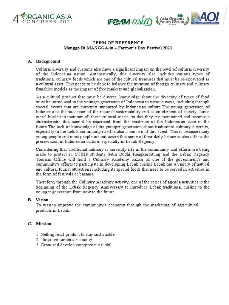 Term of Reference FArmers Day | Download Free PDF | Indonesia ...