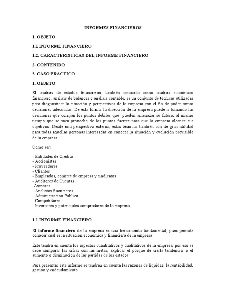 Elaboracion de Informe Financiero | PDF | Estado financiero | Contabilidad
