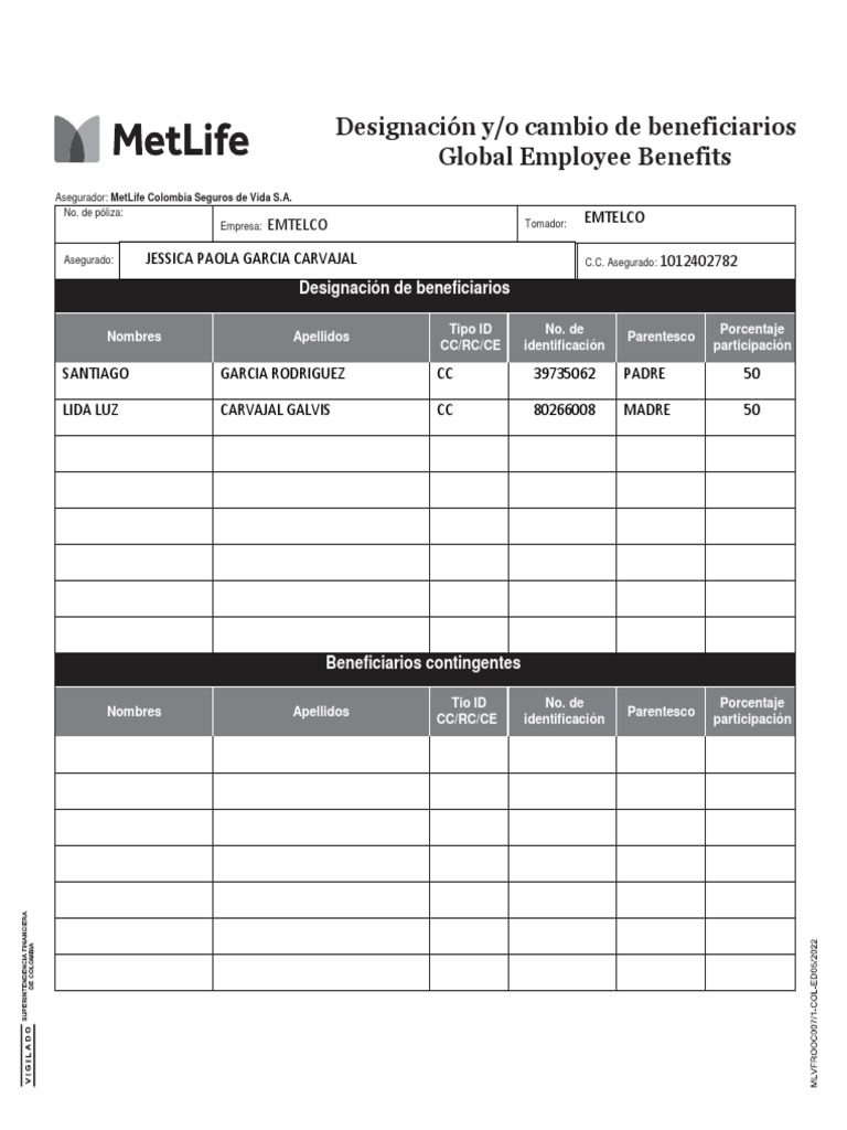 Formato Designacion Beneficiarios | PDF