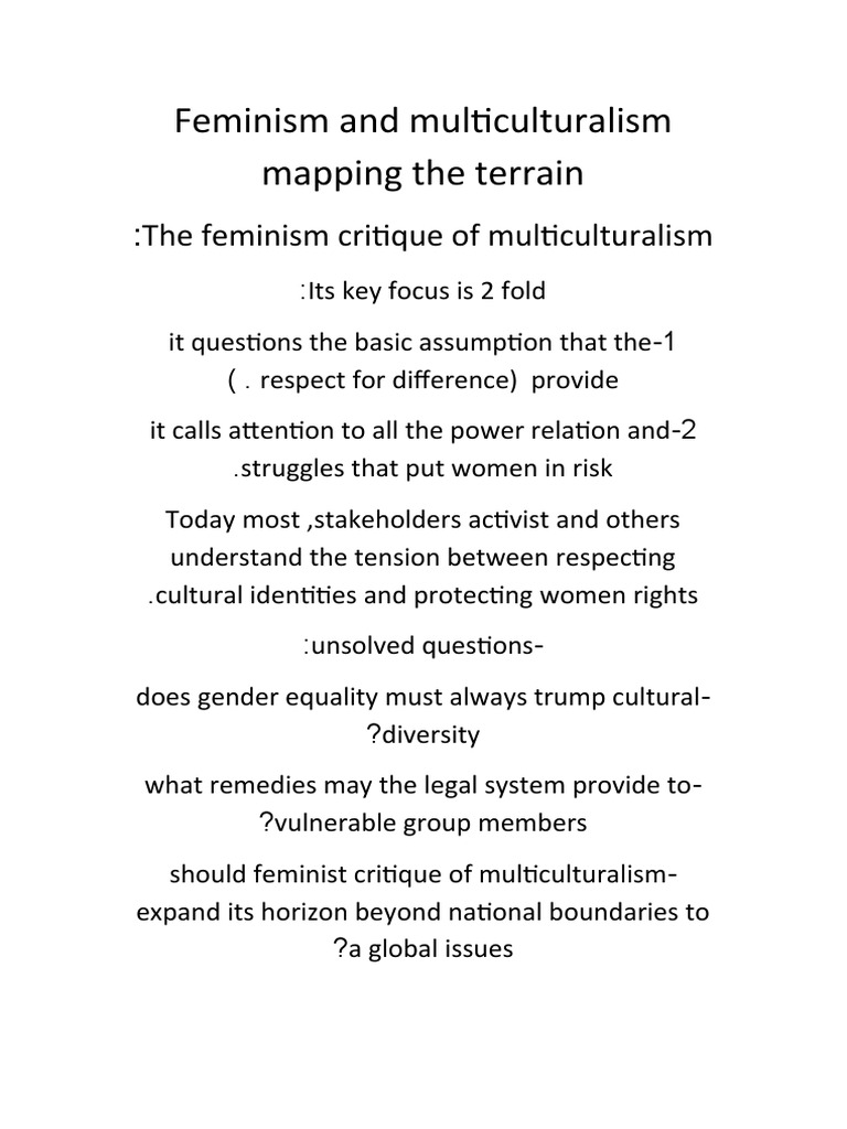 Feminism and Multiculturalism Mapping The Terrain | PDF | Gender ...