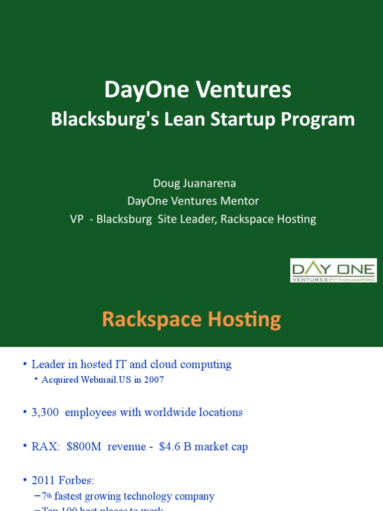 Dayone Ventures: Blacksburg'S Lean Startup Program | PDF | Small ...