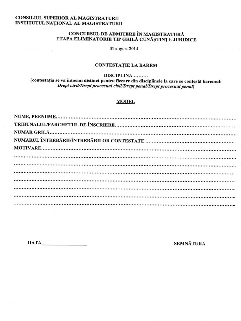 Model Contestatie La Barem | PDF