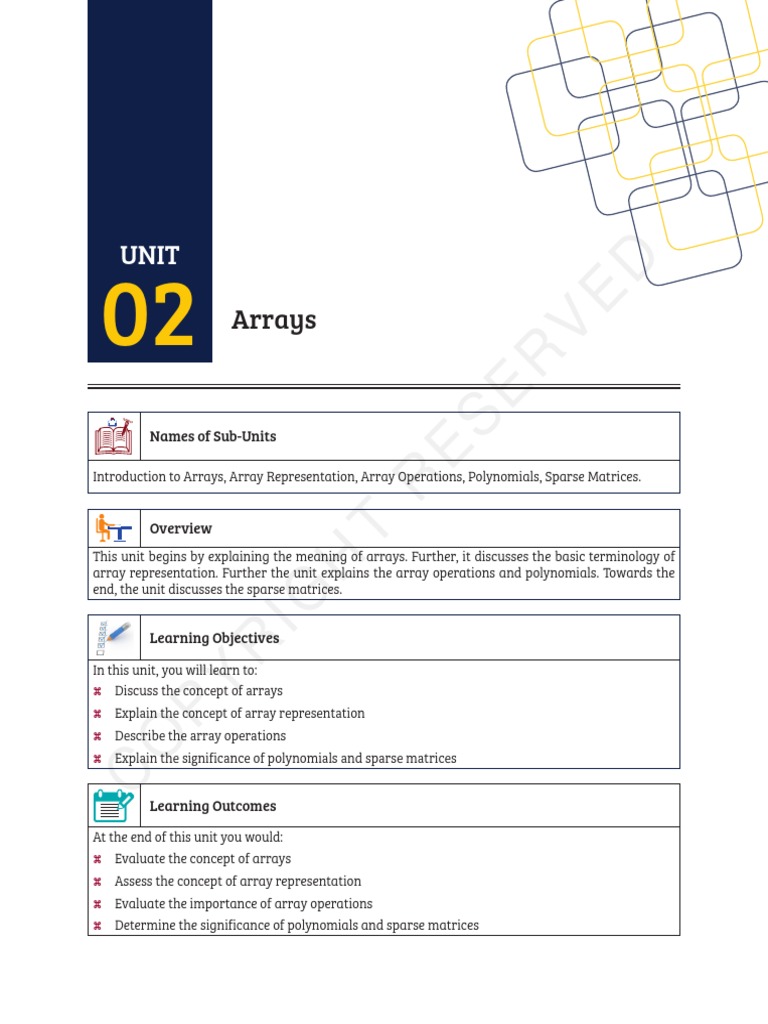 Mca Data Structures With Algorithms 02 Pdf Matrix Mathematics Array Data Structure