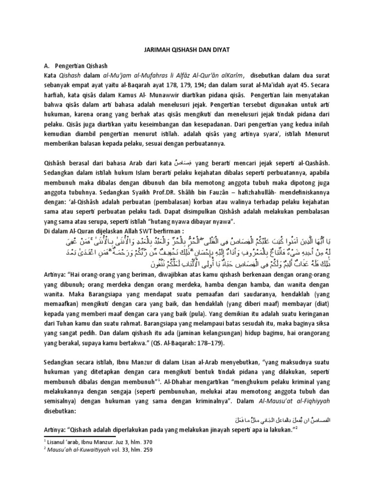 Qishash dan Diyat dalam Hukum Islam | PDF