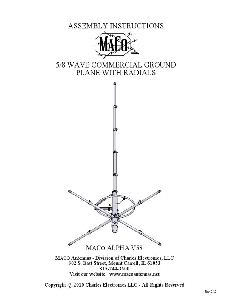 Assembly Instructions: M C Alpha V58 | PDF | Screw | Antenna (Radio)