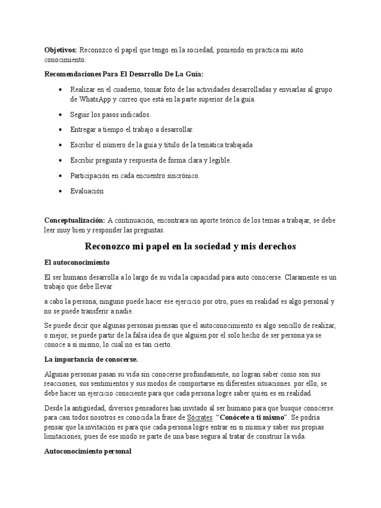 Importancia del Autoconocimiento Personal | PDF | Las emociones | Sicología
