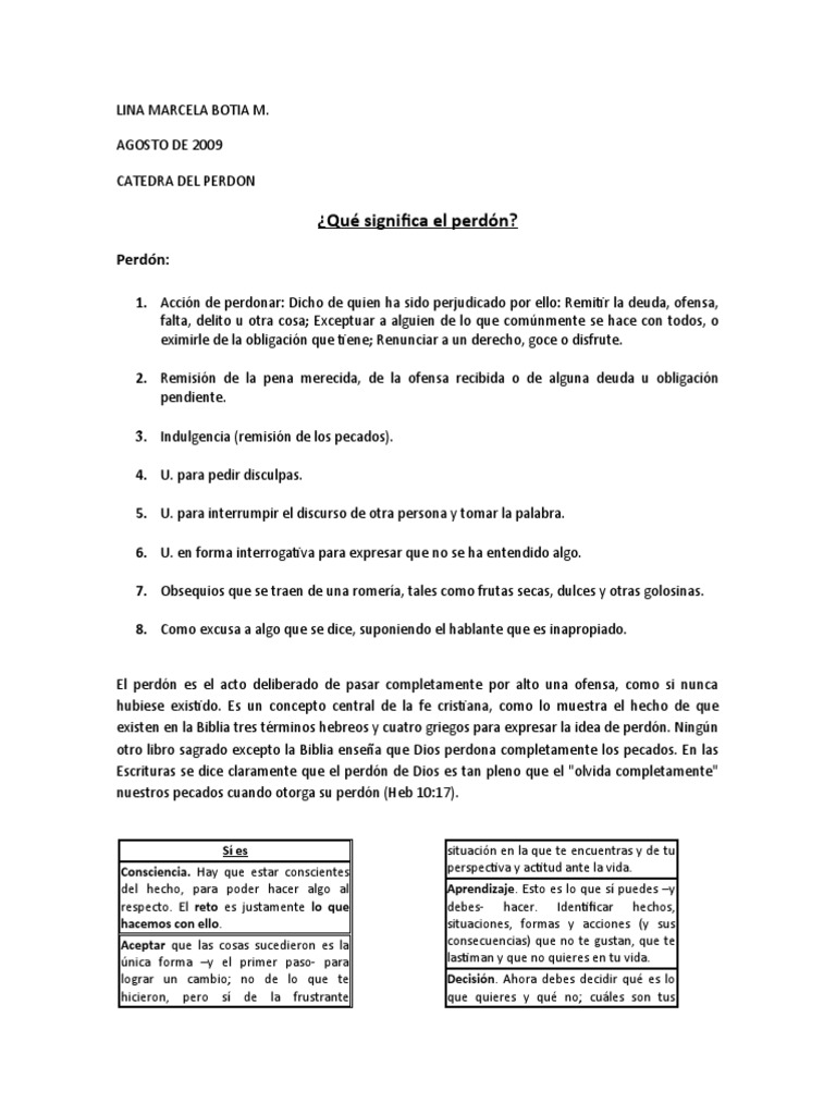 Tarea - Definicion Del Perdon | PDF | Perdón | Pecado