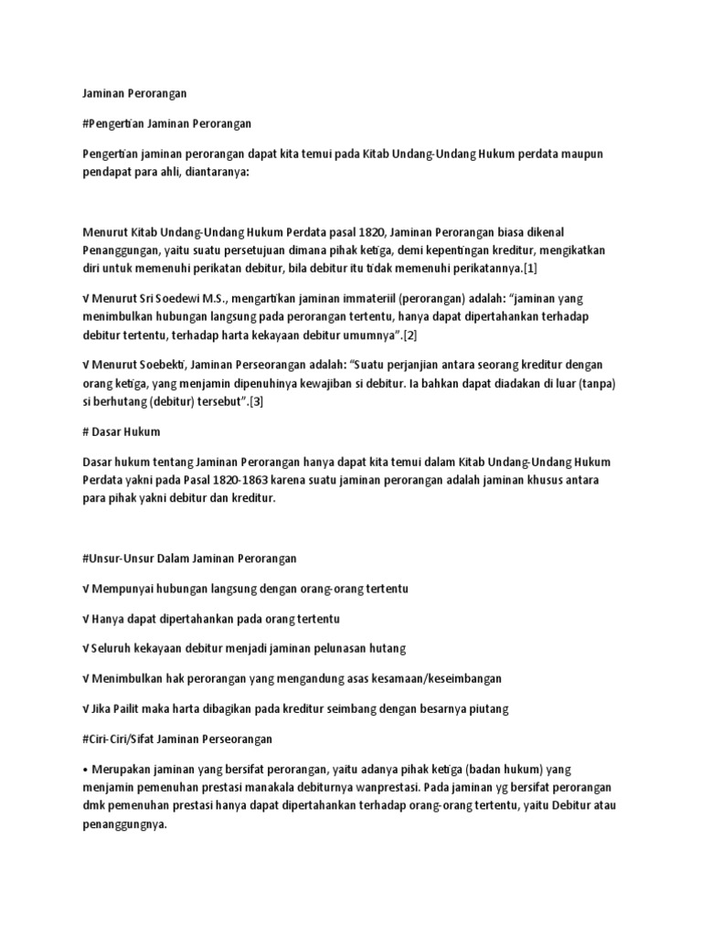 Jaminan Perorangan | PDF