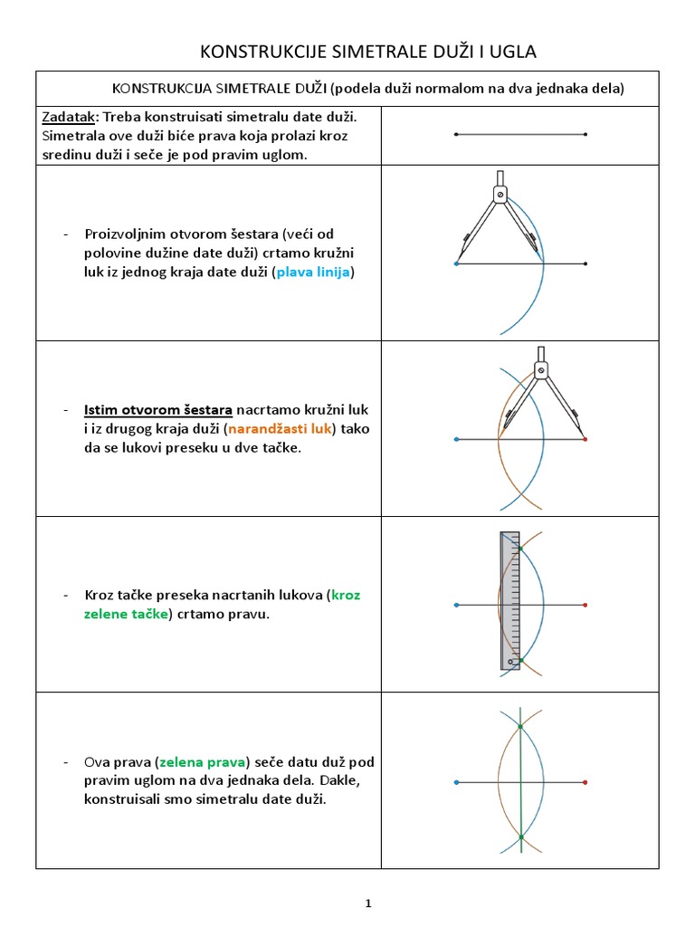 Konstrukcije Simetrale Duzi I Ugla | PDF