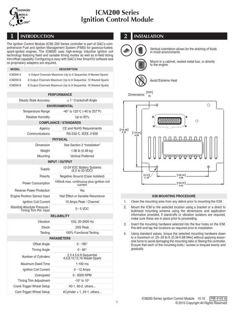 ICM200 Series Ignition Control Module: Installation | PDF | Ignition ...