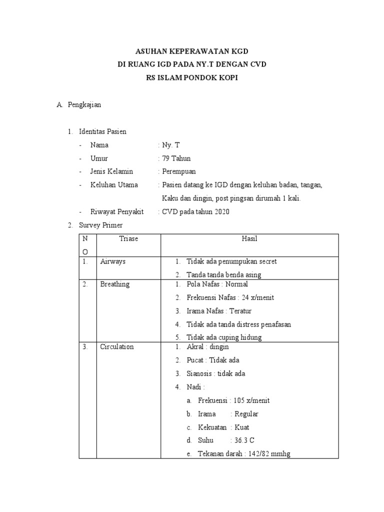 Kasus KGD IGD Dengan CVD Pondok Kopi | PDF
