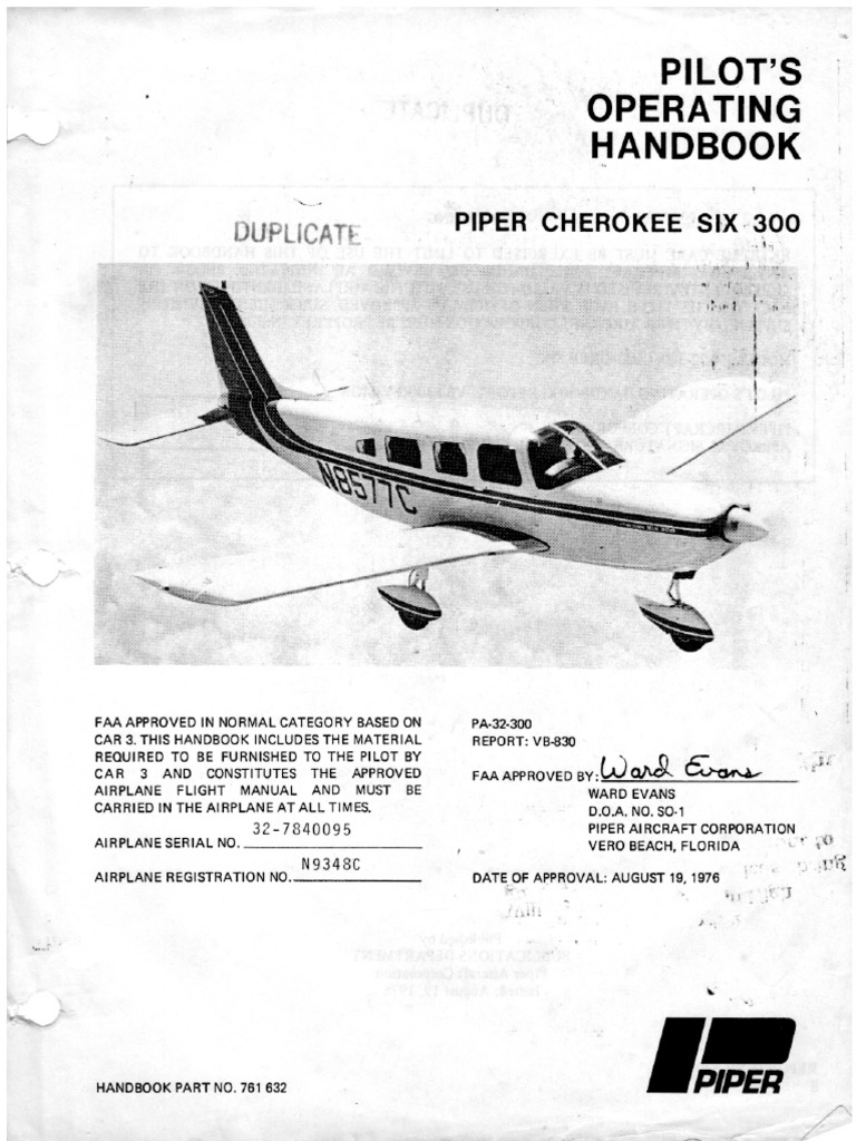 Piper PA-32-300 Poh 1978 | PDF