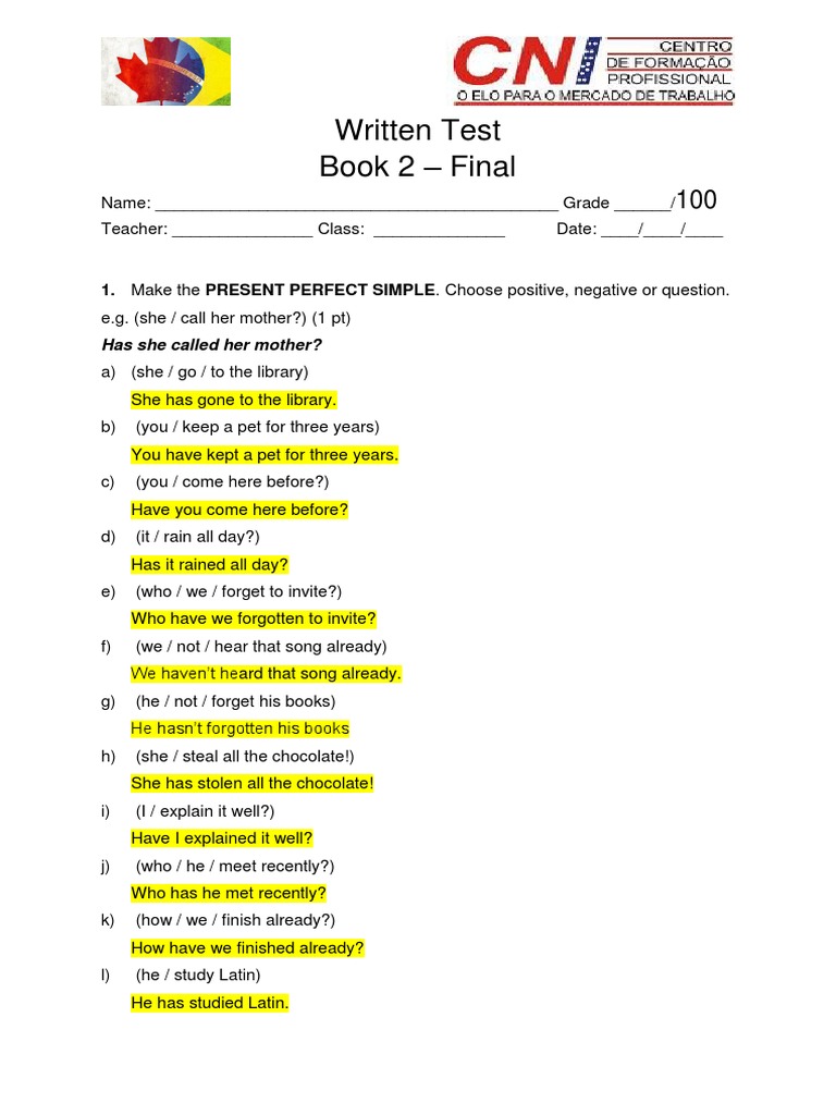 Written Test - Book 2 - Final | PDF