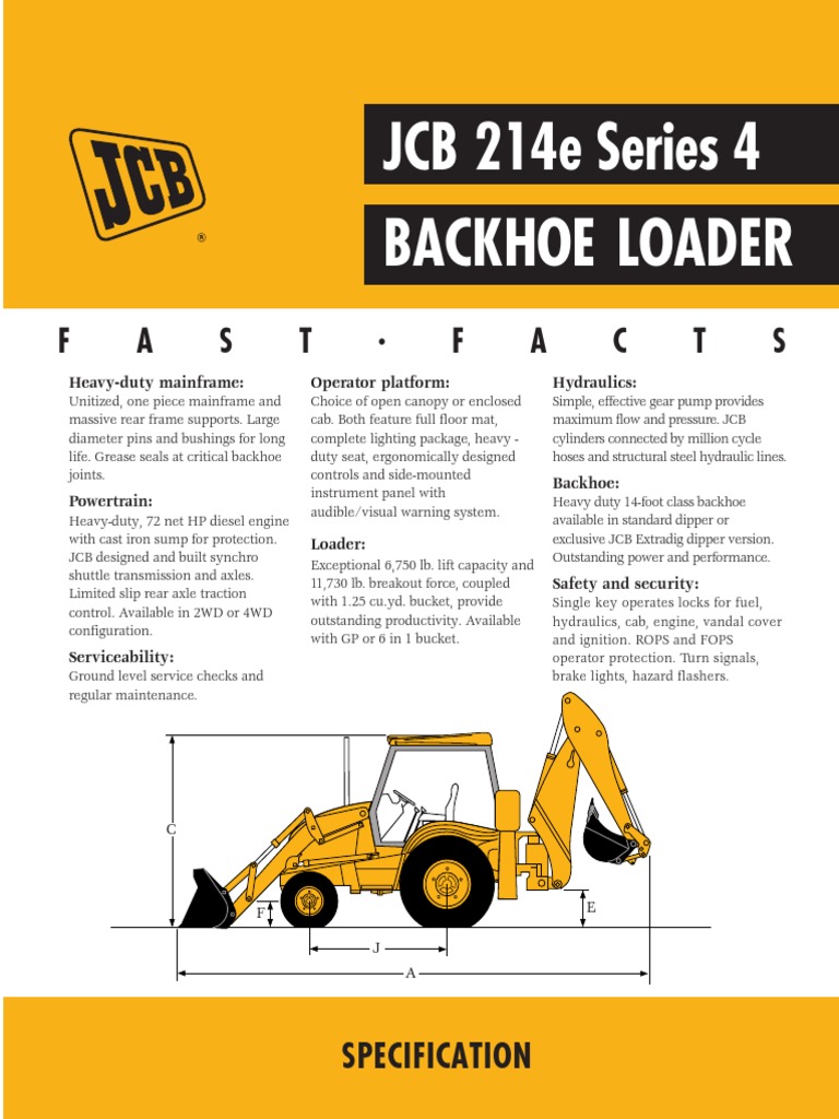 JCB 214e Series 4 Backhoe Loader: F A S T - F A C T S | PDF | Loader ...