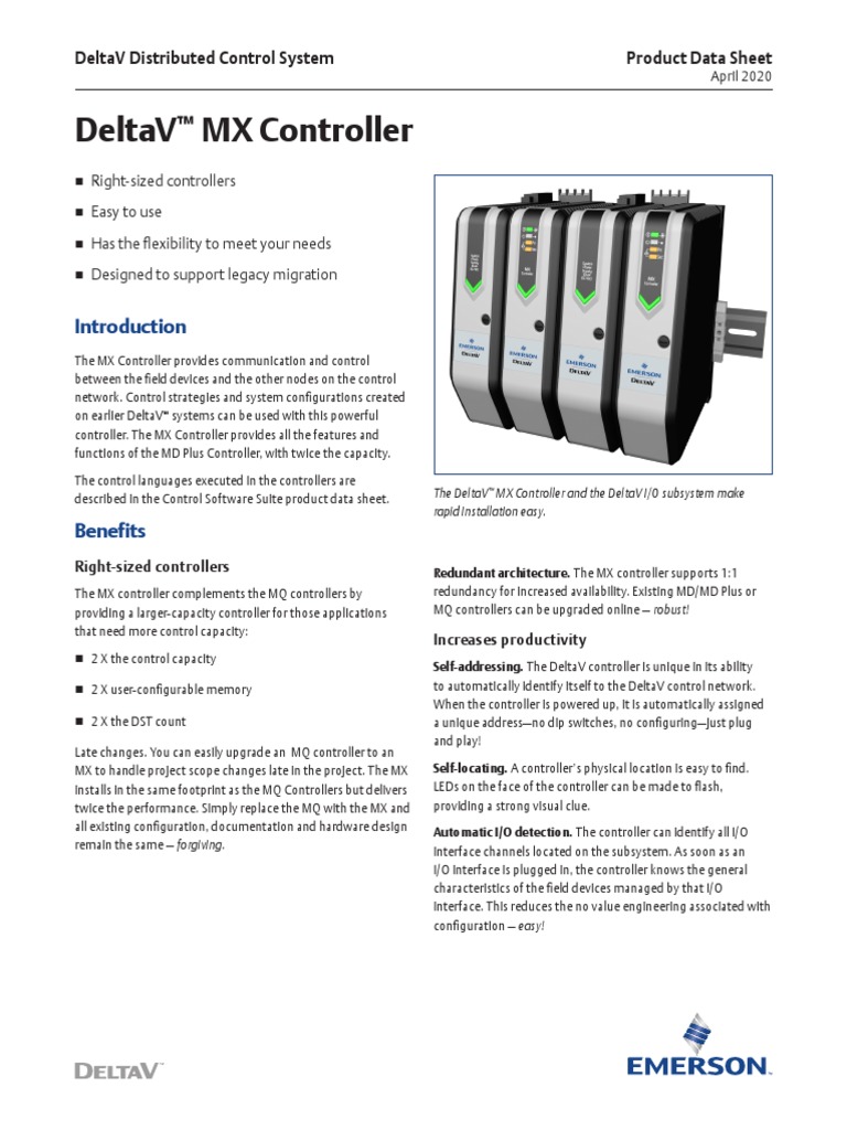 Product Data Sheet Deltav MX Controller Deltav en 57726 | PDF | Input/Output | Computer Network