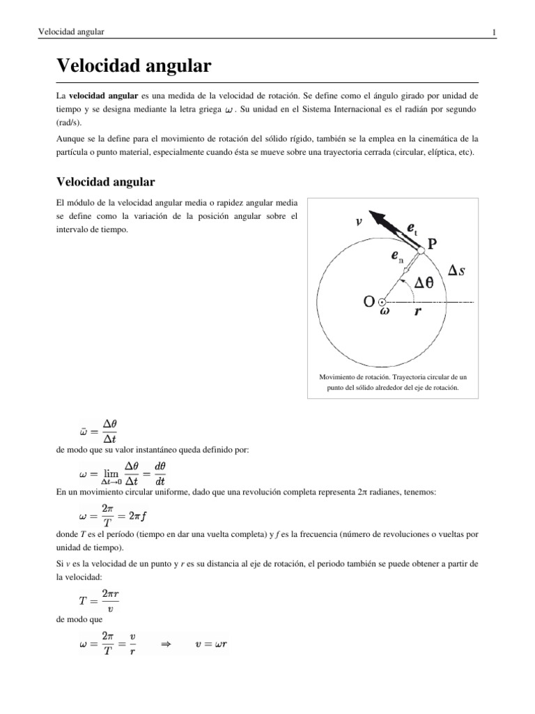 Velocidad angular: definición, vector y cálculo | PDF | Velocidad ...